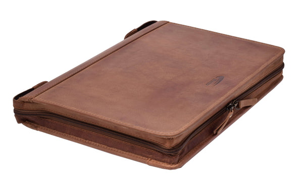 Menzo Leder A4 Mappe - Organizer mit Reißverschluss - echtes Leder